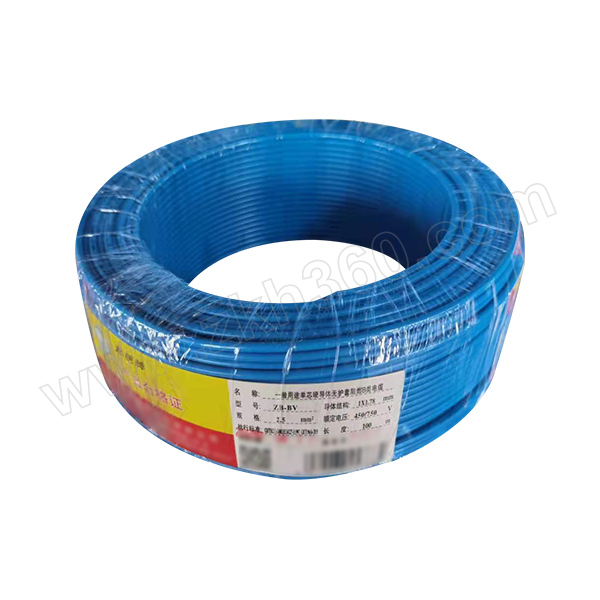 起帆 铜芯聚氯乙烯绝缘B级阻燃布电线 ZB-BV-450/750V-1×2.5 蓝色 100m【硬线】 BV线 单芯铜线 BV单股线 铜芯电线 BV单芯线 铜芯聚氯乙烯绝缘B级阻燃布电线-融创集采商城