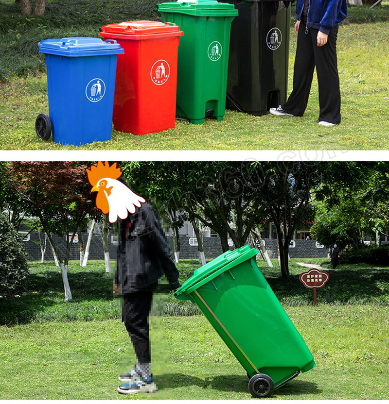 LIHAO/力豪 塑料可挂车分类垃圾桶 LJT-X-240L-G-1 720×570×1070mm 绿色 1个-融创集采商城