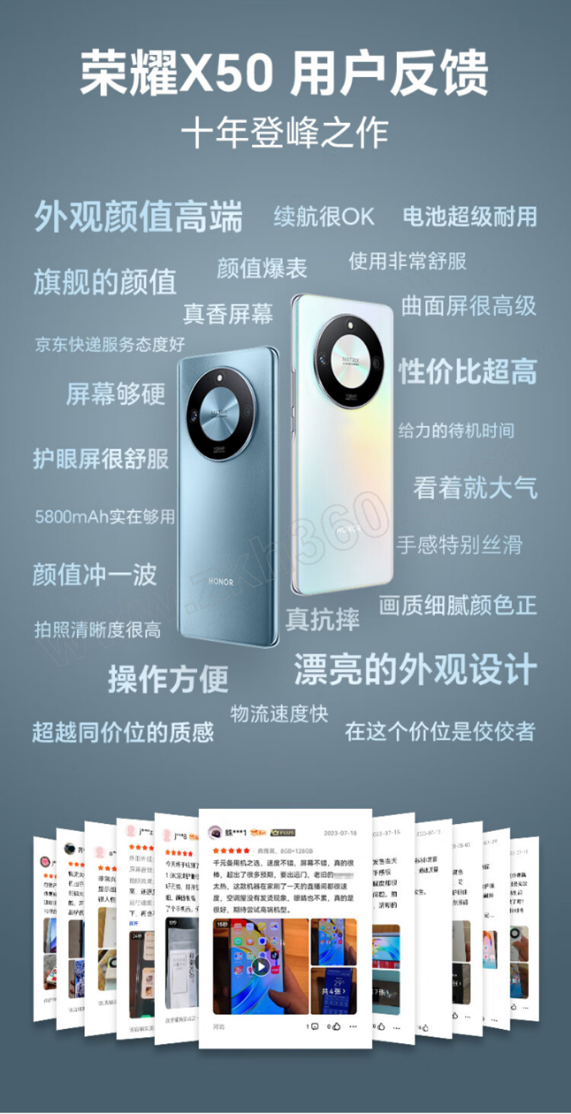 HONOR/荣耀 手机 X50 8GB+256GB 雨后初晴 5G 1.5K超清护眼硬核曲屏 5800mAh超耐久电池 骁龙芯片 一亿像素 长续航手机 1部-融创集采商城