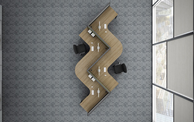 JOYH/震海 王字型四人位职员屏风工位办公桌 尺寸2400×1200×1100mm 无线槽 1张-融创集采商城